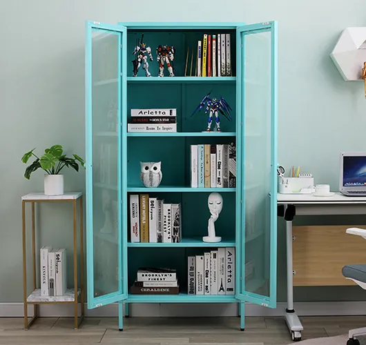 Steel glass door bookcase | Blue Whale
